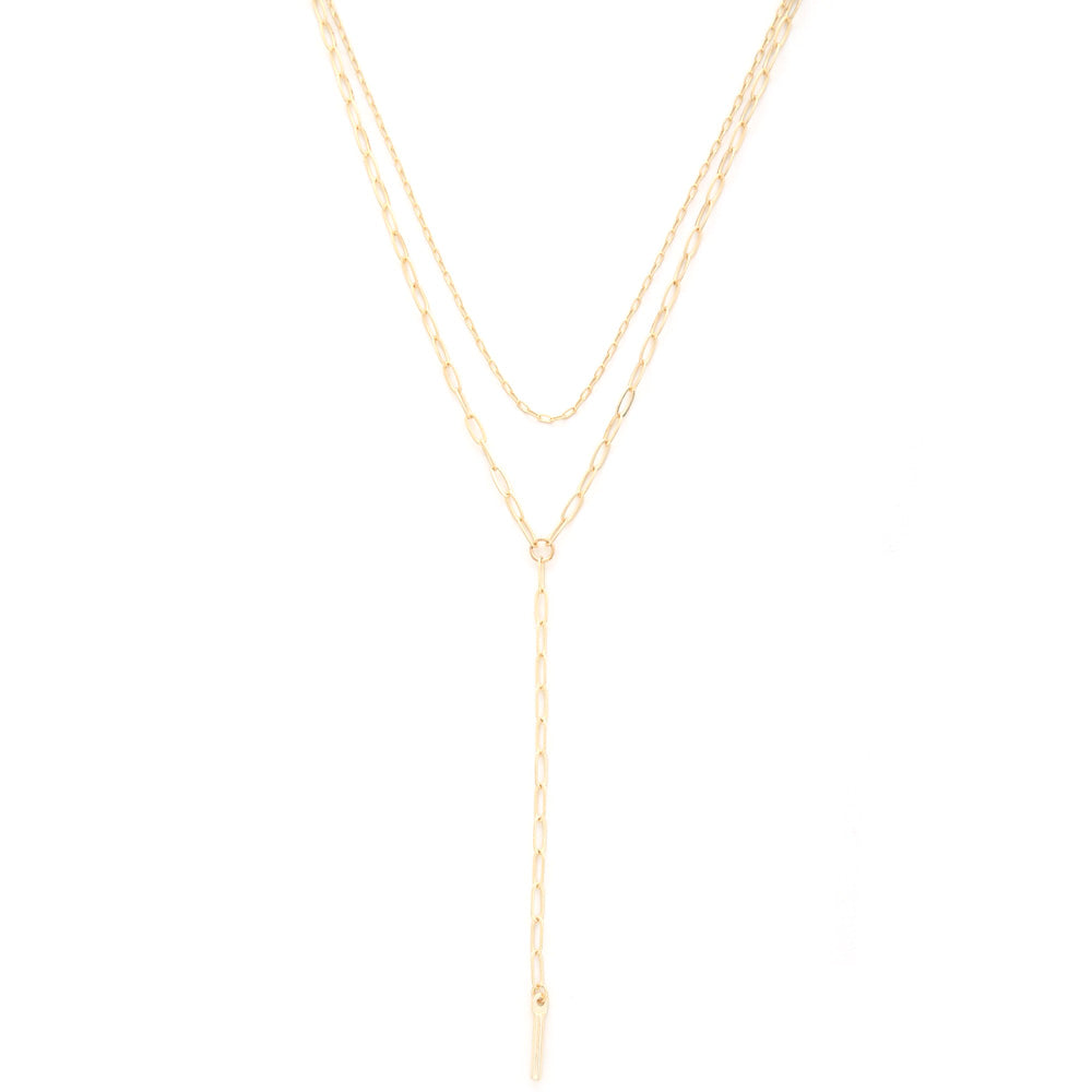 Y Shape 2 Layer Gold Necklace – The Wander Shop